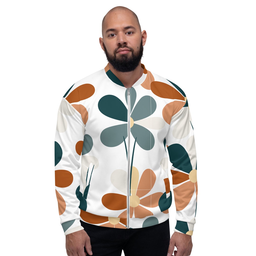 Unisex Bomber Jacket Colorful Flowers of Various Shapes - Etsy