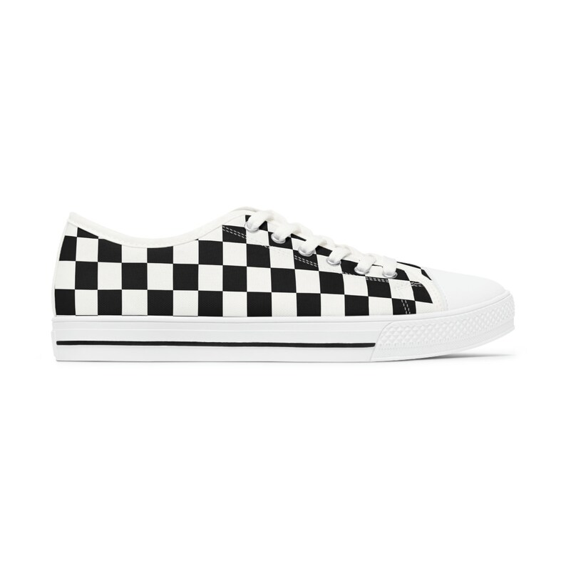 Women's Checkered Black and White Low Top Sneakers - Etsy