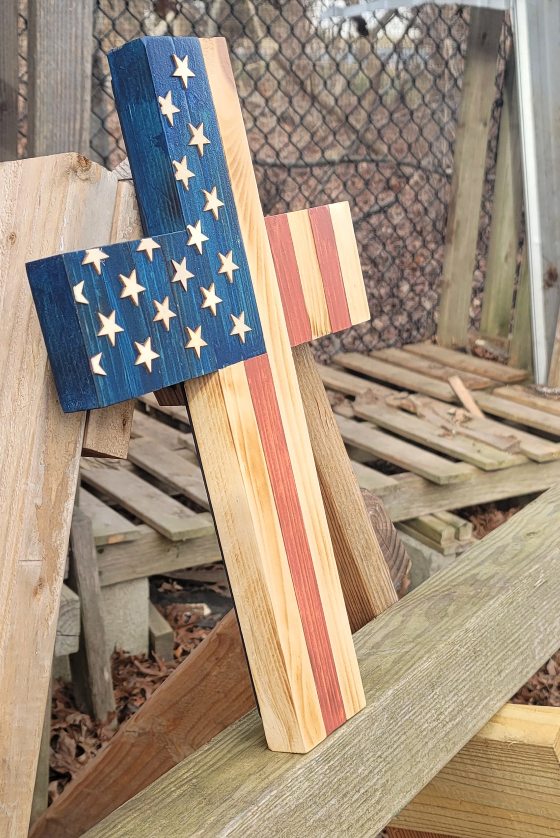 Wood Flag Cross - Etsy