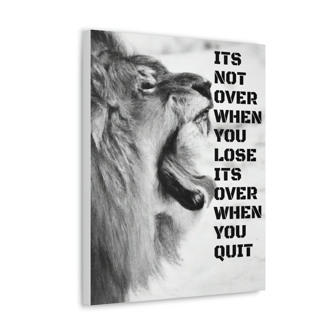 Lion Wall Art | Never Give up Canvas | Inspirational Wall Art ...