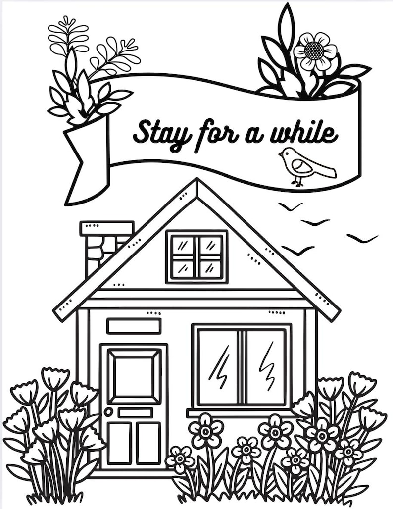 Plant and Flower Coloring Pages, Flowers, Spring, Plants - Etsy