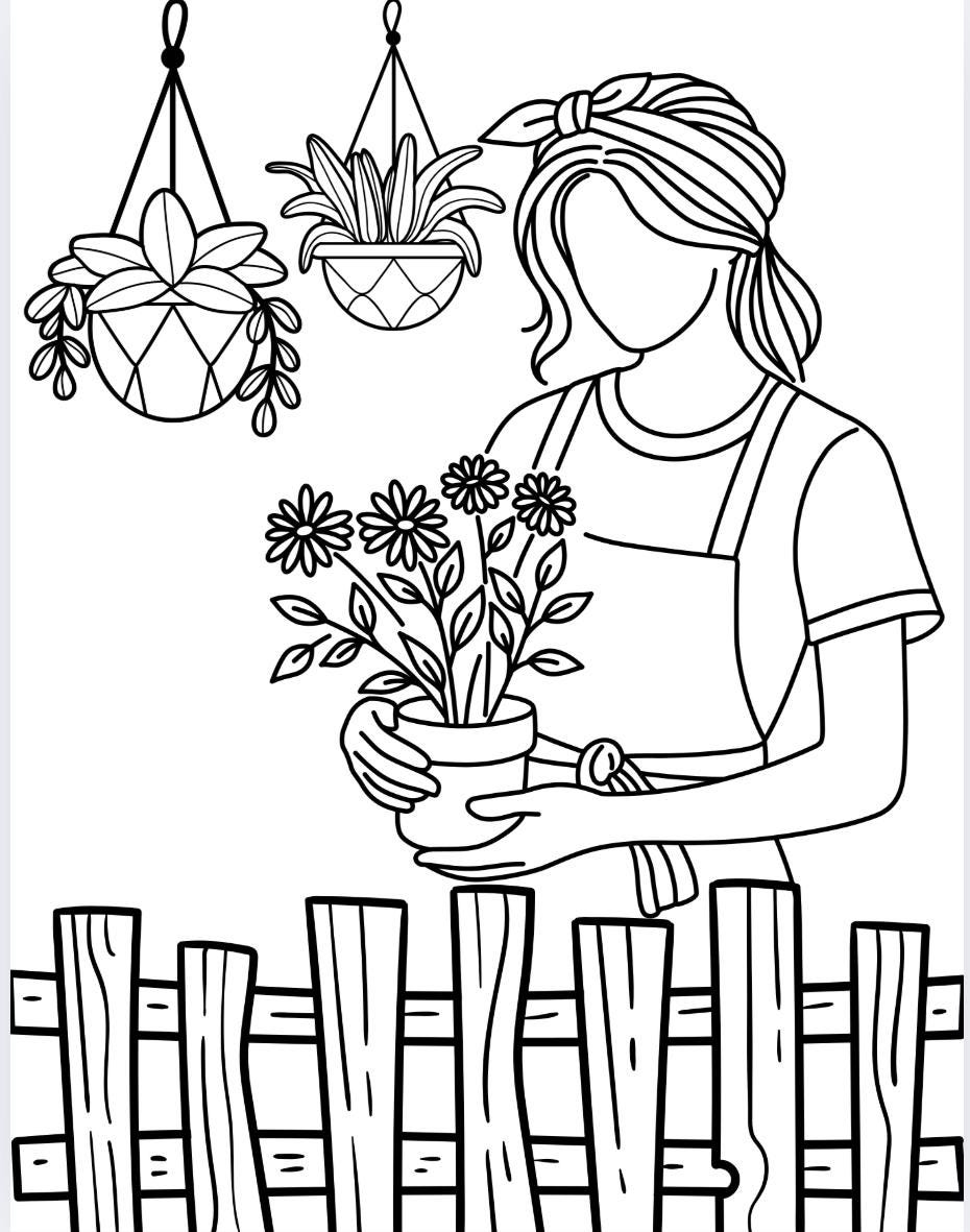 Plant and Flower Coloring Pages, Flowers, Spring, Plants - Etsy