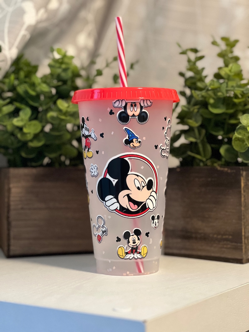 24 Oz Mickey Confetti Cold Cup, Disney, Mickey, Kids, Drinkware, Red - Etsy