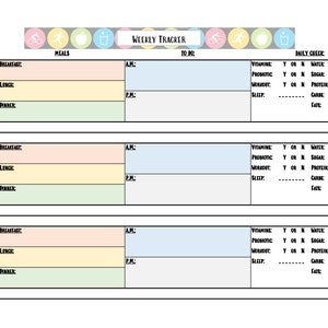 Weekly Health Tracker - Etsy