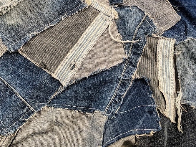 UPCYCLED Denim Patchwork Fabric Sold by the Yard Each Yard Unique 1 of ...