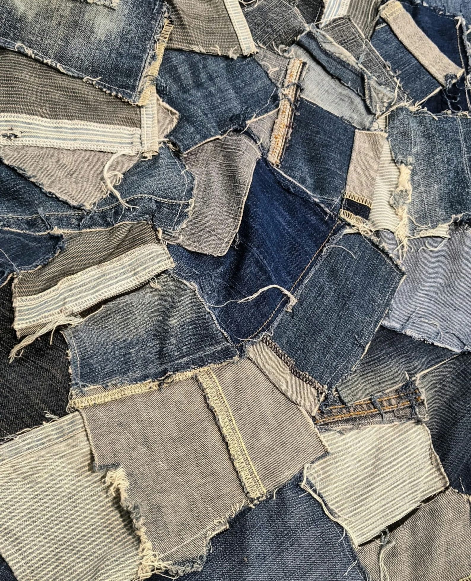 UPCYCLED Denim Patchwork Fabric Sold by the Yard Each Yard Unique 1 of ...