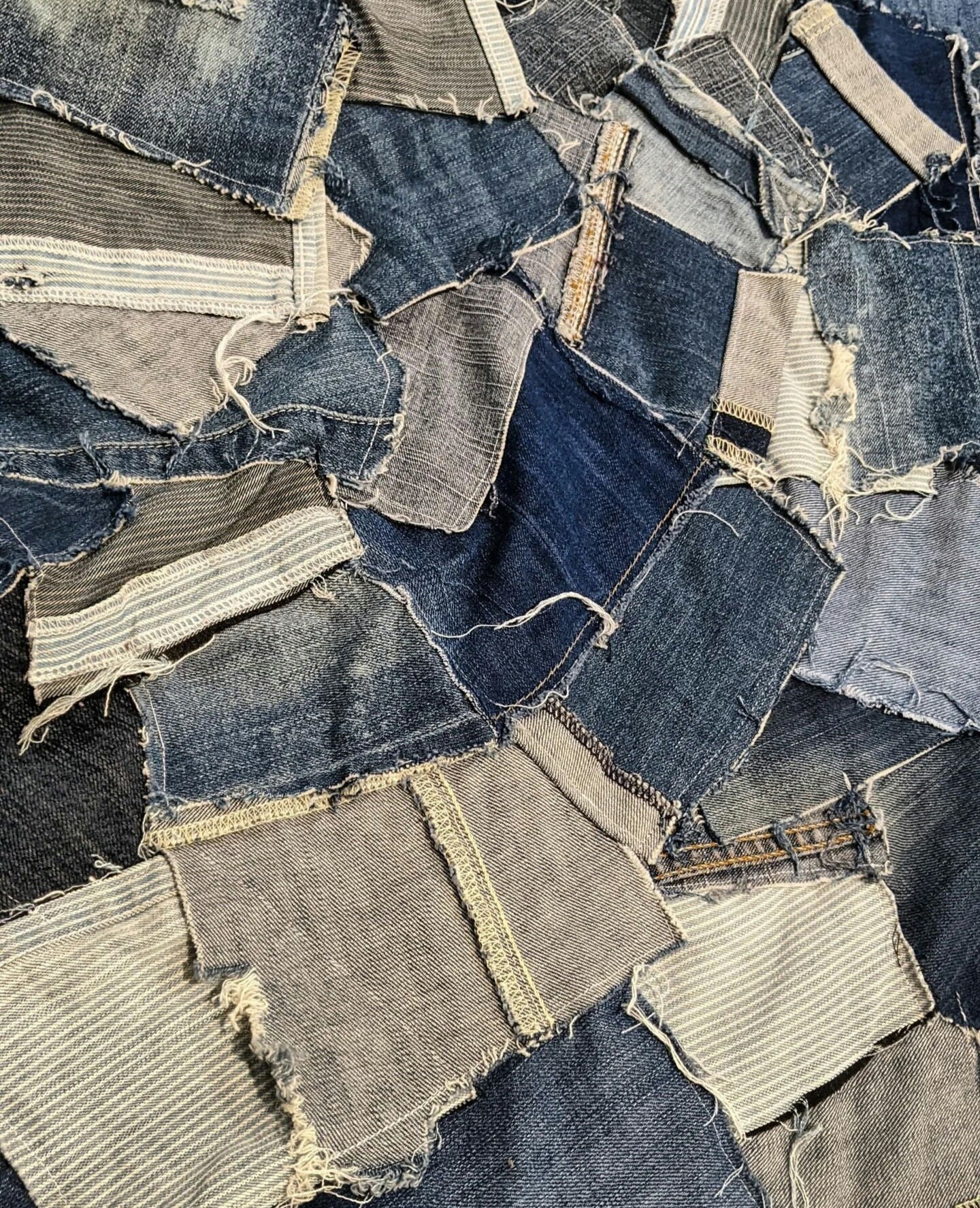 UPCYCLED Denim Patchwork Fabric Sold by the Yard Each Yard Unique 1 of ...