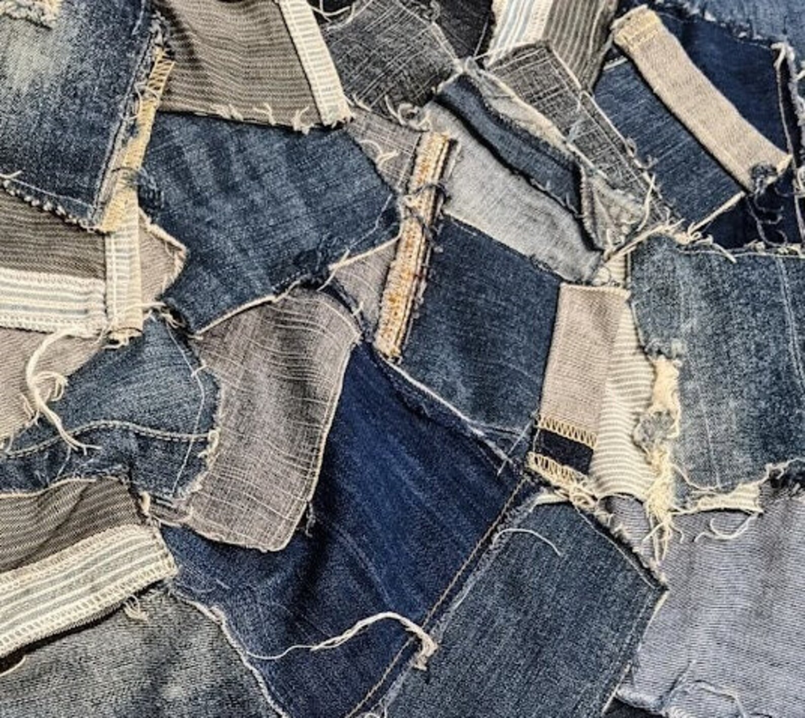 UPCYCLED Denim Patchwork Fabric Sold by the Yard Each Yard Unique 1 of ...