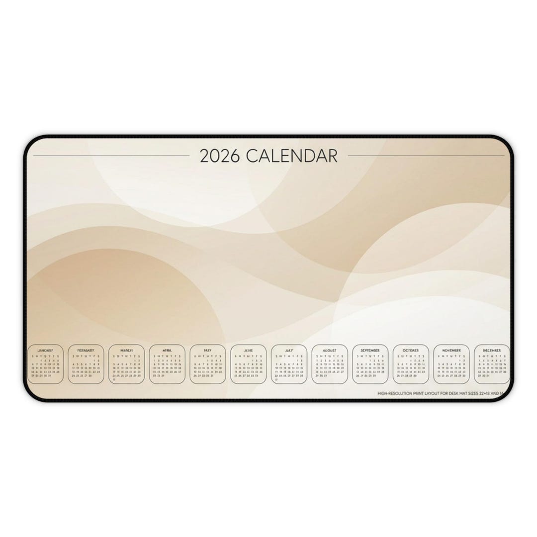 Minimalist 2026 Desk Mat Calendar - Scandinavian Neutral Office Desk ...