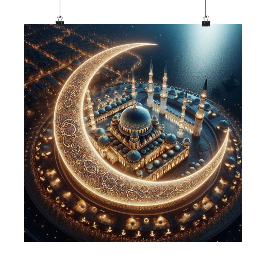 Islamic Crescent Moon Poster, Ramadan Decor, Vertical Poster, Ramadan ...