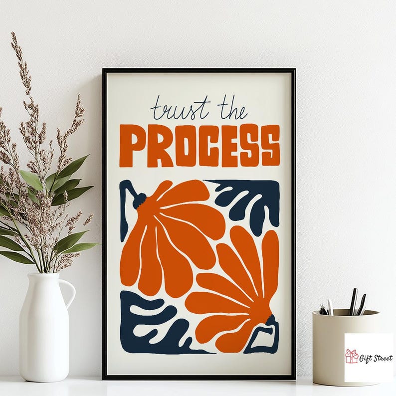Trust the Process Floral Wall Art, Self Reminder Wall Art, Self Care ...