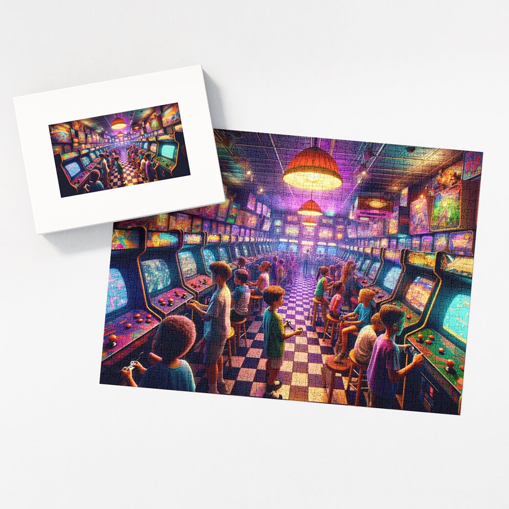 Retro Arcade Games Parlor - Jigsaw Puzzle 1000 Pieces - Etsy