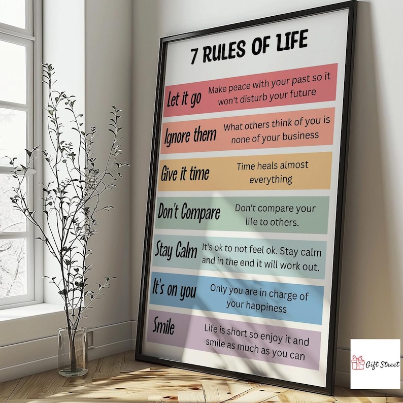 Rules of Life Wall Art, Printable Poster, Self Care Affirmations ...