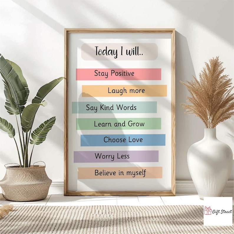 Today I Will Empowering Wall Art, Printable Poster, Self Love Quote ...