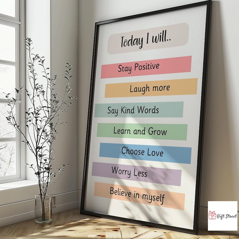 Today I Will Empowering Wall Art, Printable Poster, Self Love Quote ...