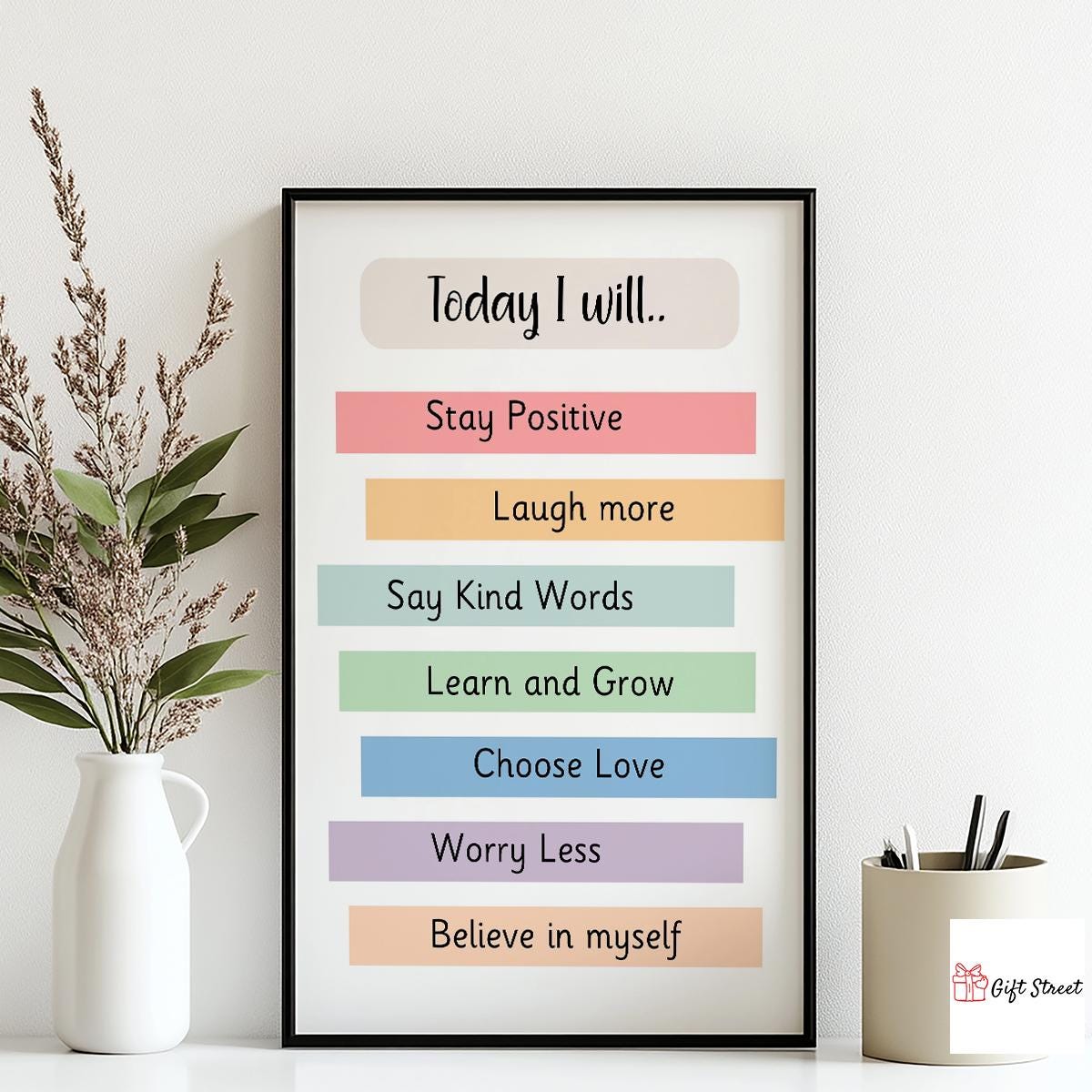 Today I Will Empowering Wall Art, Printable Poster, Self Love Quote ...