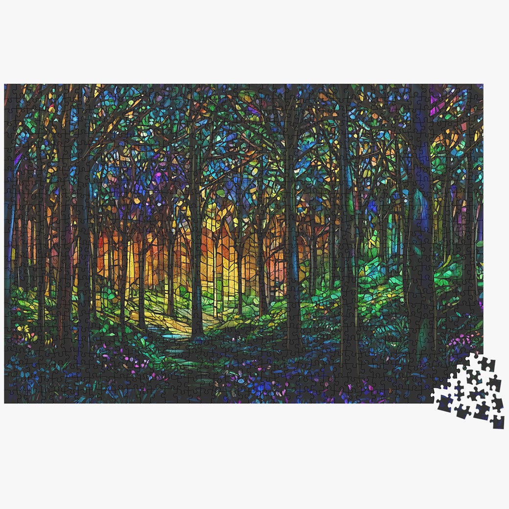 Stained Glass Magical Forest – Jigsaw Puzzle 1000 Pieces - Etsy