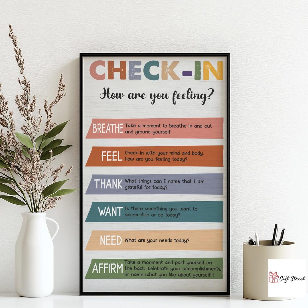 Self Check-in Wall Art, Self Care Wall Art, Digital Download, Printable ...