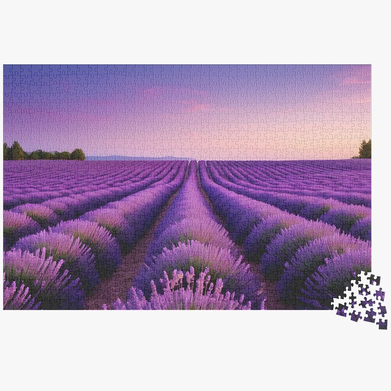 Lavender Farm Under Vibrant Evening Sky – Jigsaw Puzzle 1000 Pieces ...