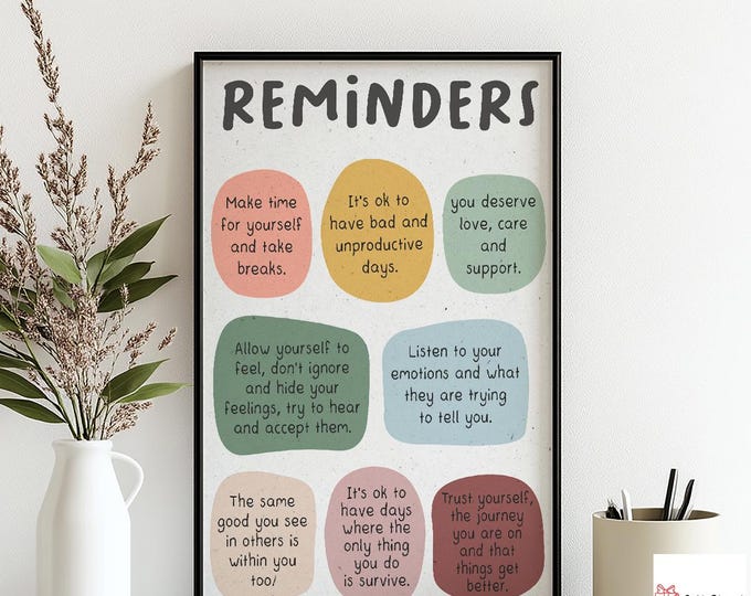 Mental Health Reminder Wall Art, Printable, Mental Health Poster ...