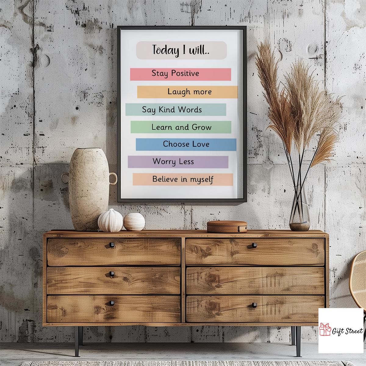 Today I Will Empowering Wall Art, Printable Poster, Self Love Quote ...
