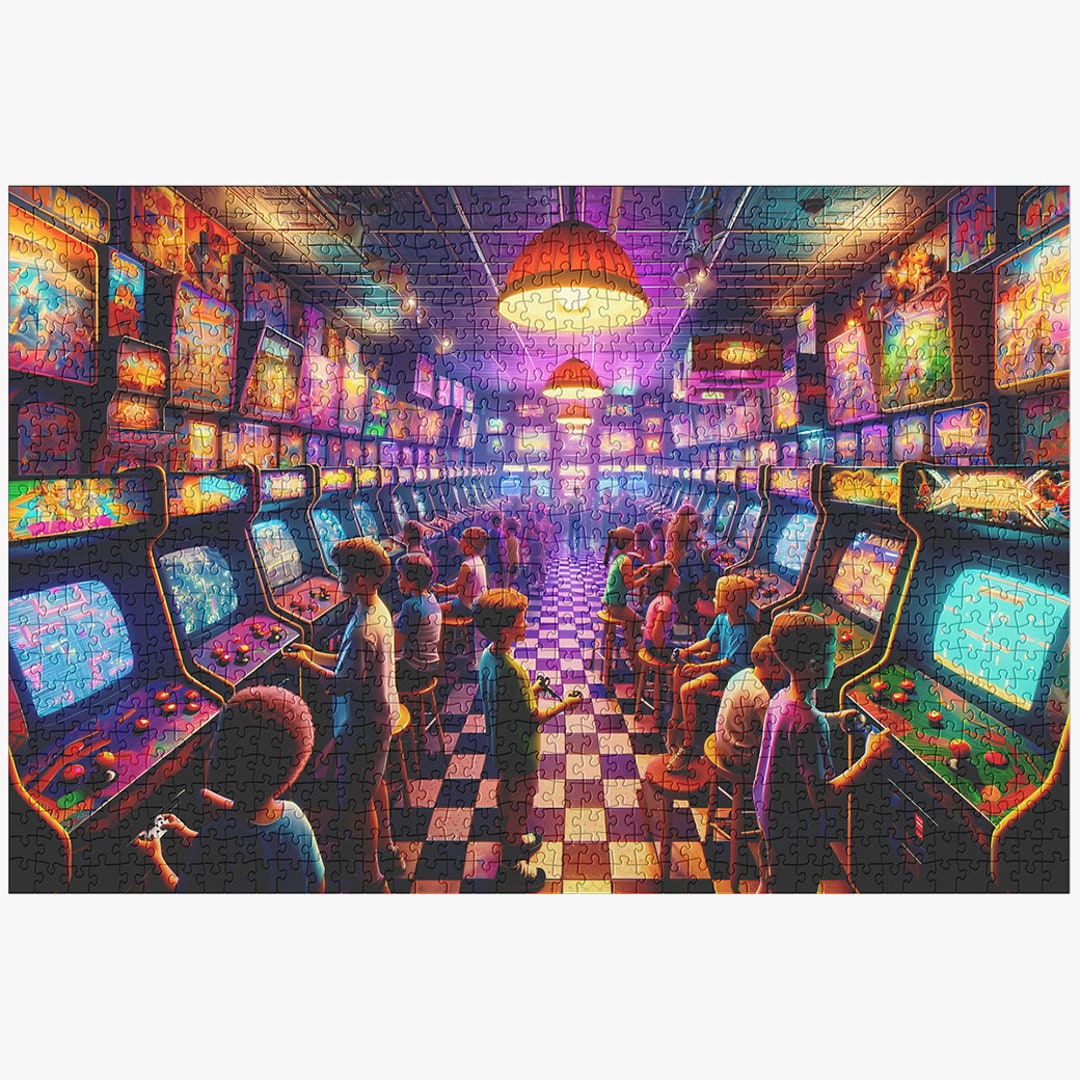 Retro Arcade Games Parlor - Jigsaw Puzzle 1000 Pieces - Etsy