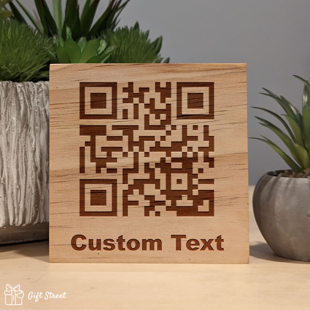 Custom Engraved Wooden QR Code for Business Unique Gift - Etsy