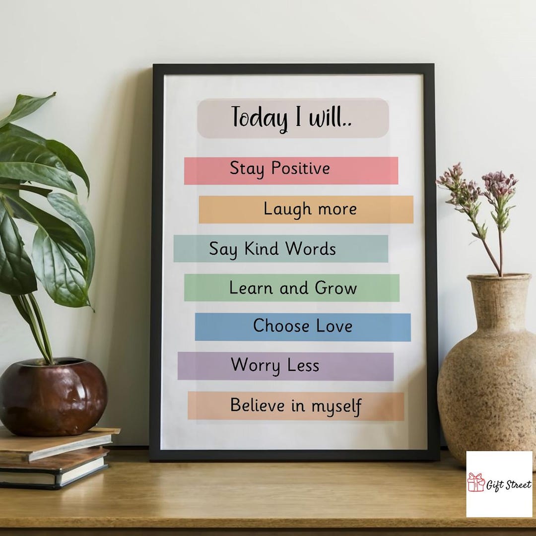 Today I Will Empowering Wall Art, Printable Poster, Self Love Quote ...