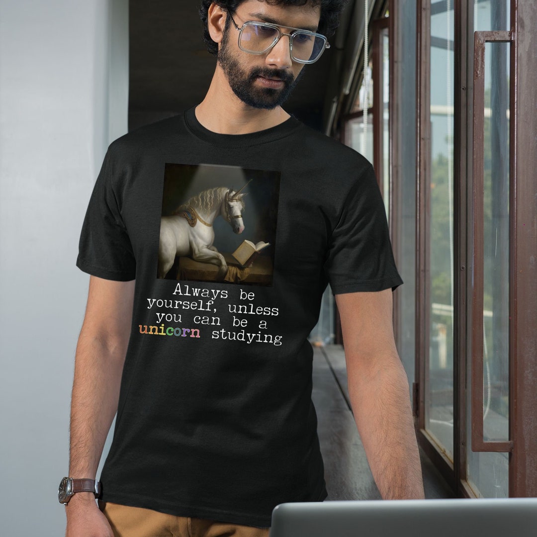 Unicorn Studies With Rembrandt, Book Worm Artist T, Fabled Art T-shirts ...