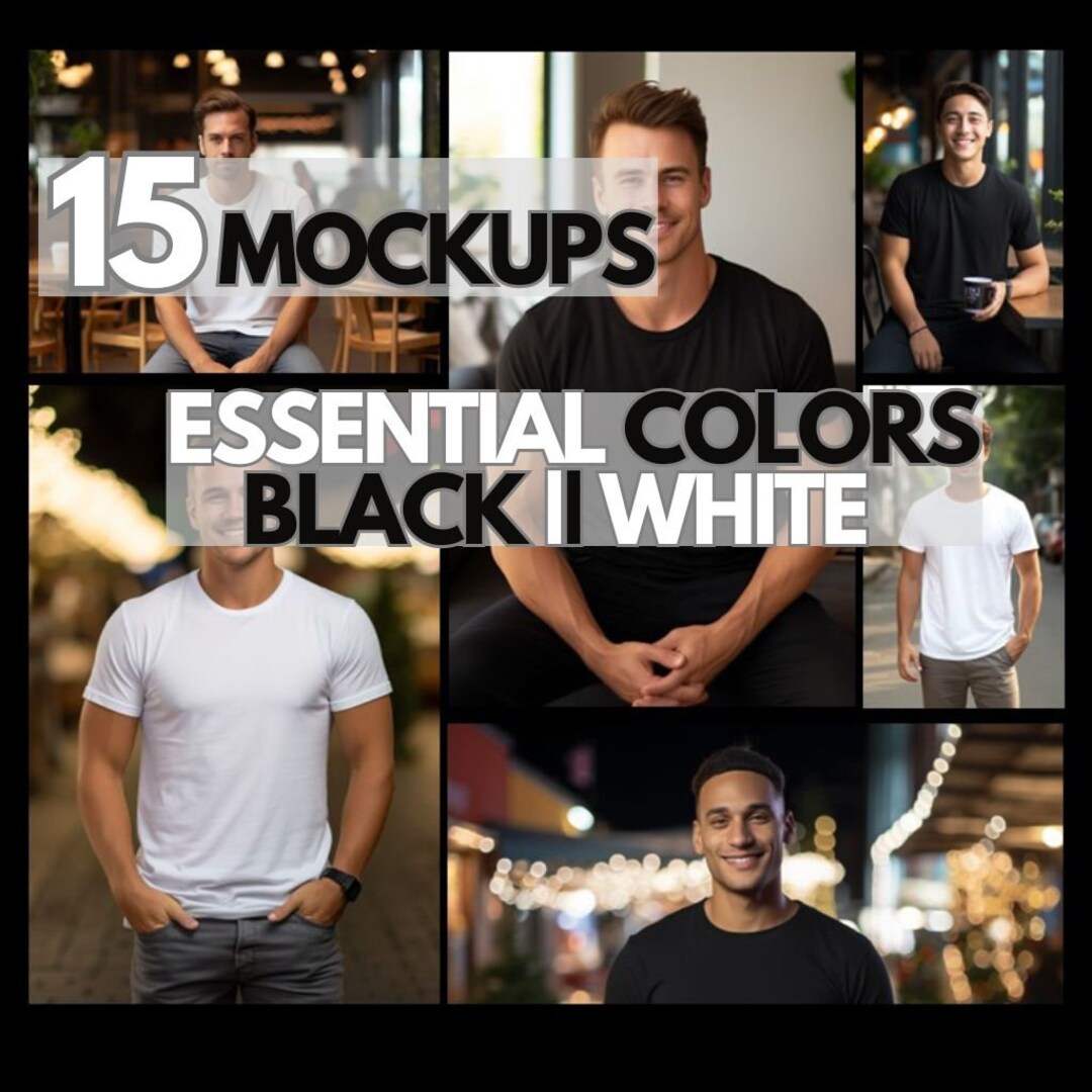 Men's Mockup Essential Pack - Black & White - Etsy