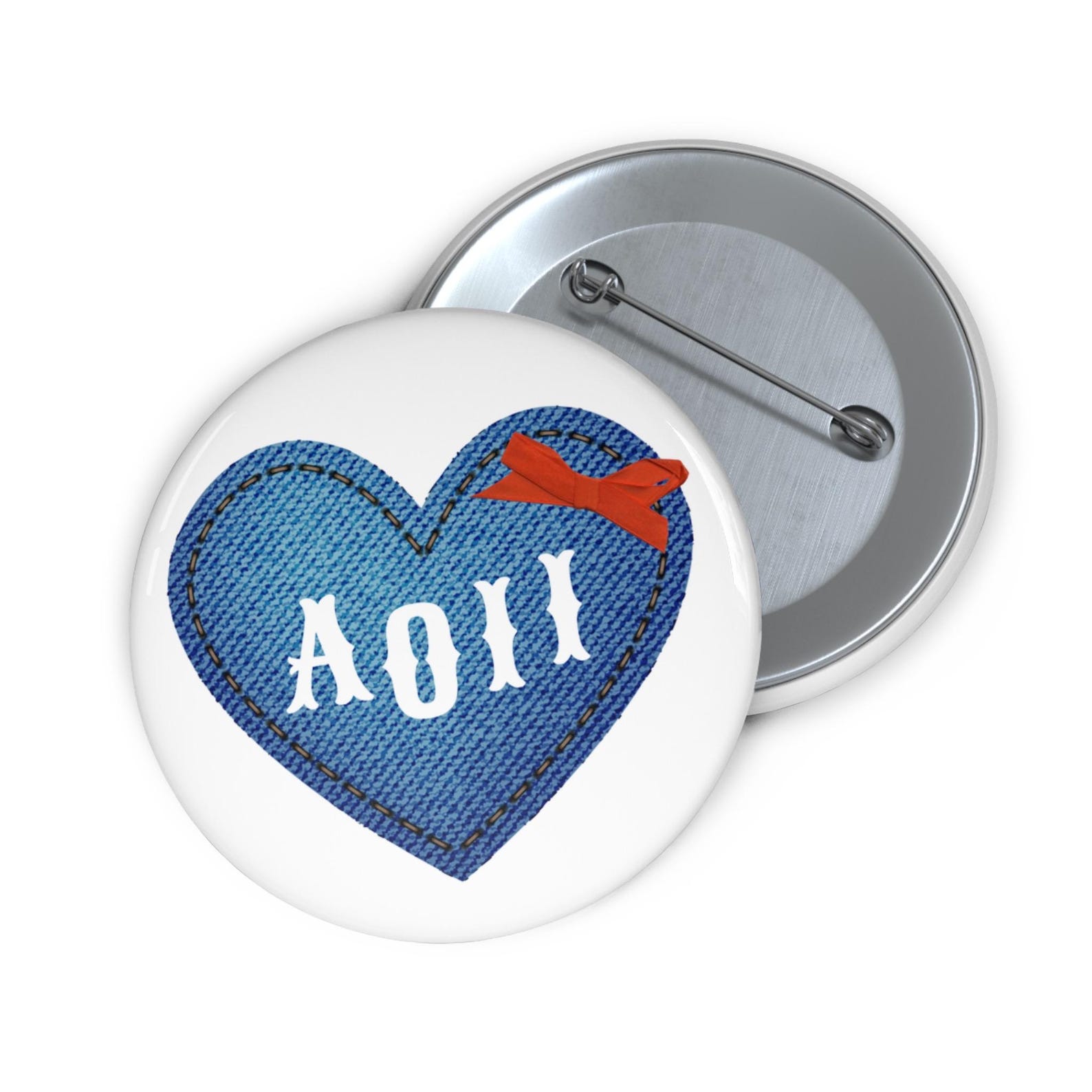 Alpha Omicron Pi Denim Heart Sorority Pin Button - Etsy