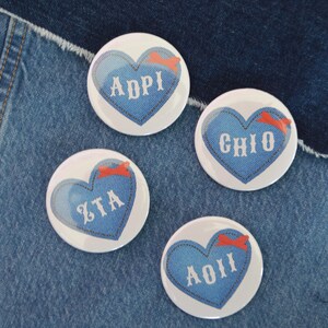 Alpha Omicron Pi Denim Heart Sorority Pin Button - Etsy