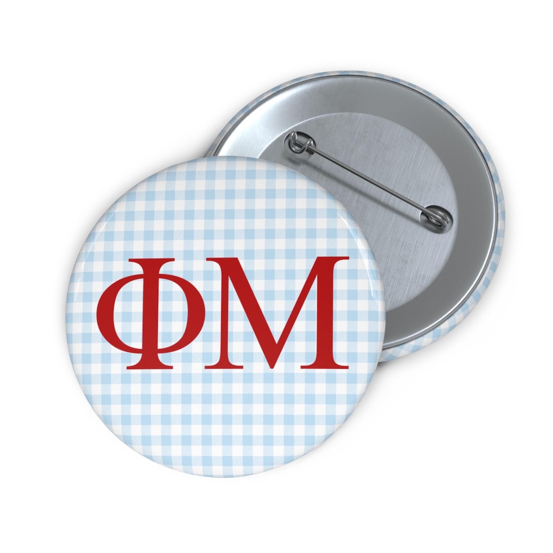 Phi Mu Blue Gingham Pin Button - Etsy