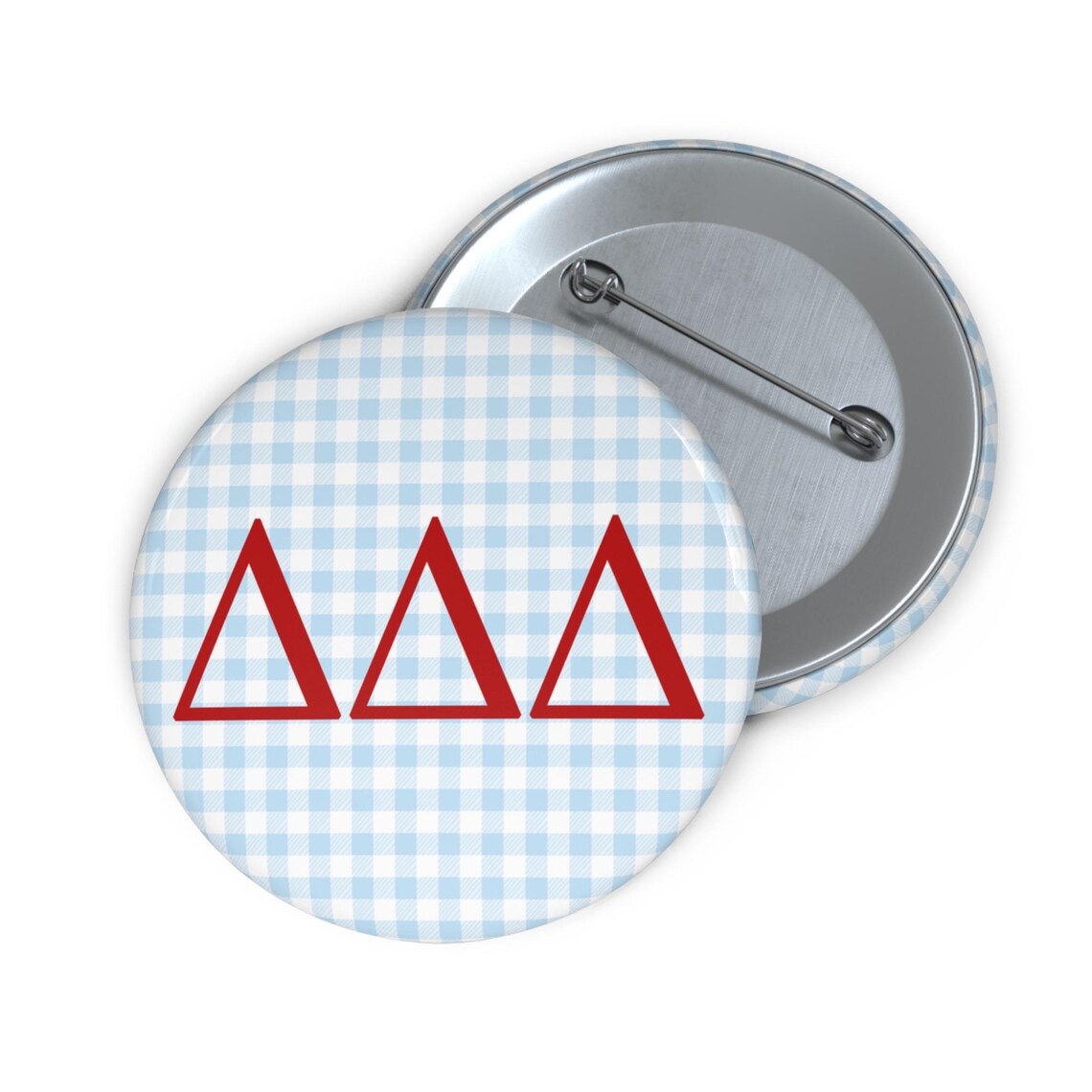 Tri Delta Blue Gingham Pin Button - Etsy