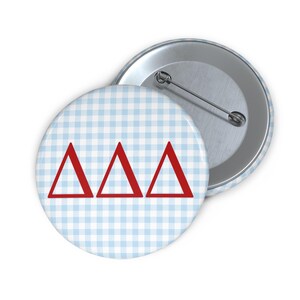 Tri Delta Blue Gingham Pin Button - Etsy