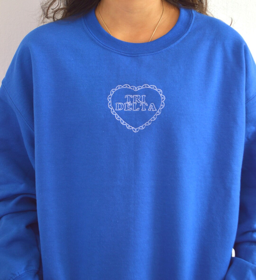 Tri Delta Embroidered Heart Crewneck Sweatshirt - Etsy