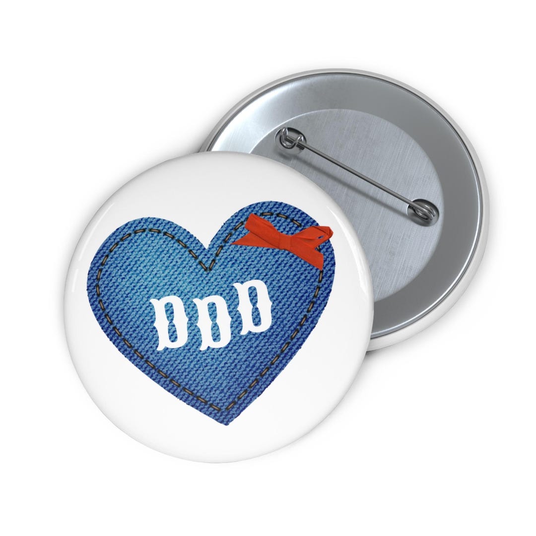 Tri Delta Denim Heart Sorority Pin Button - Etsy