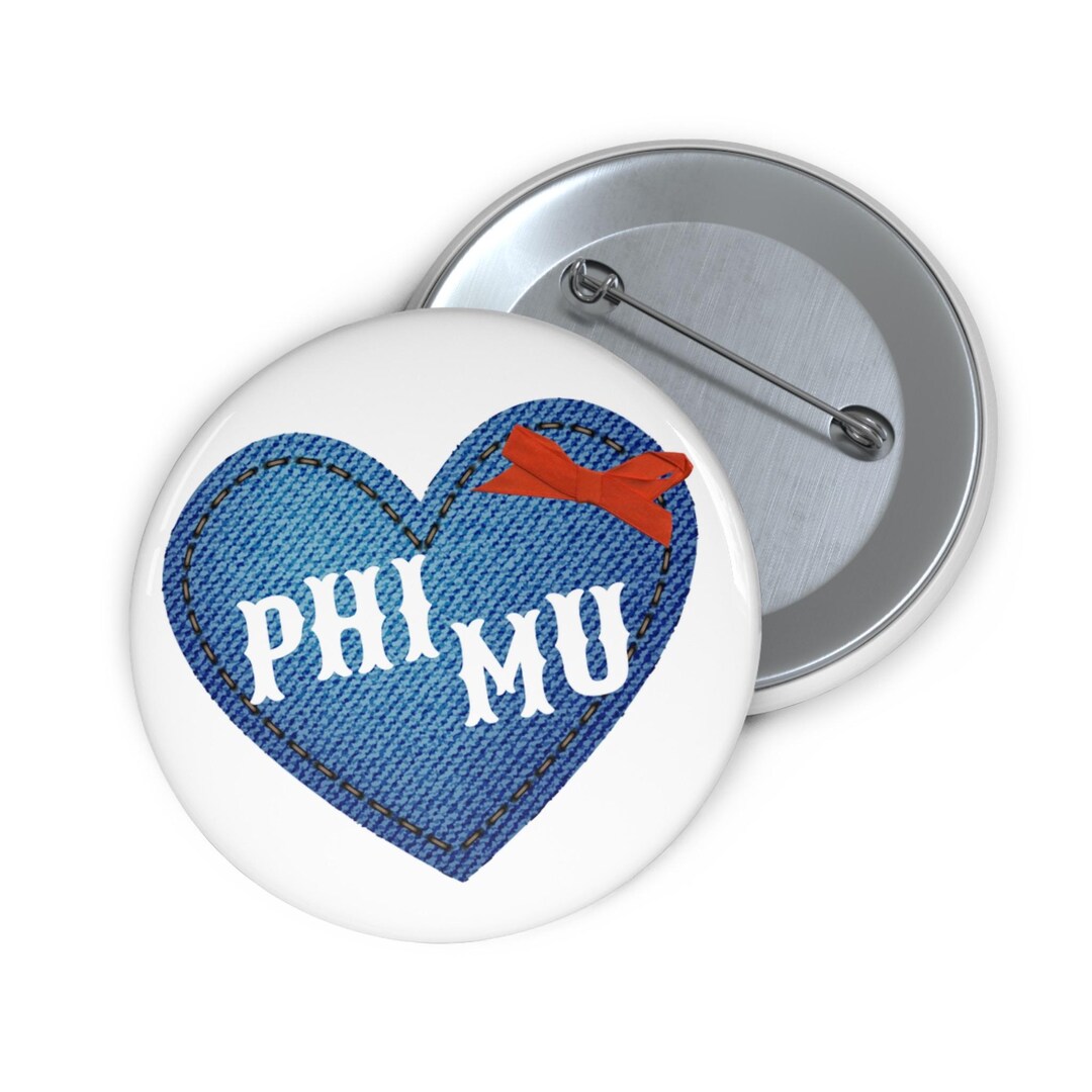 Phi Mu Denim Pin Button - Etsy