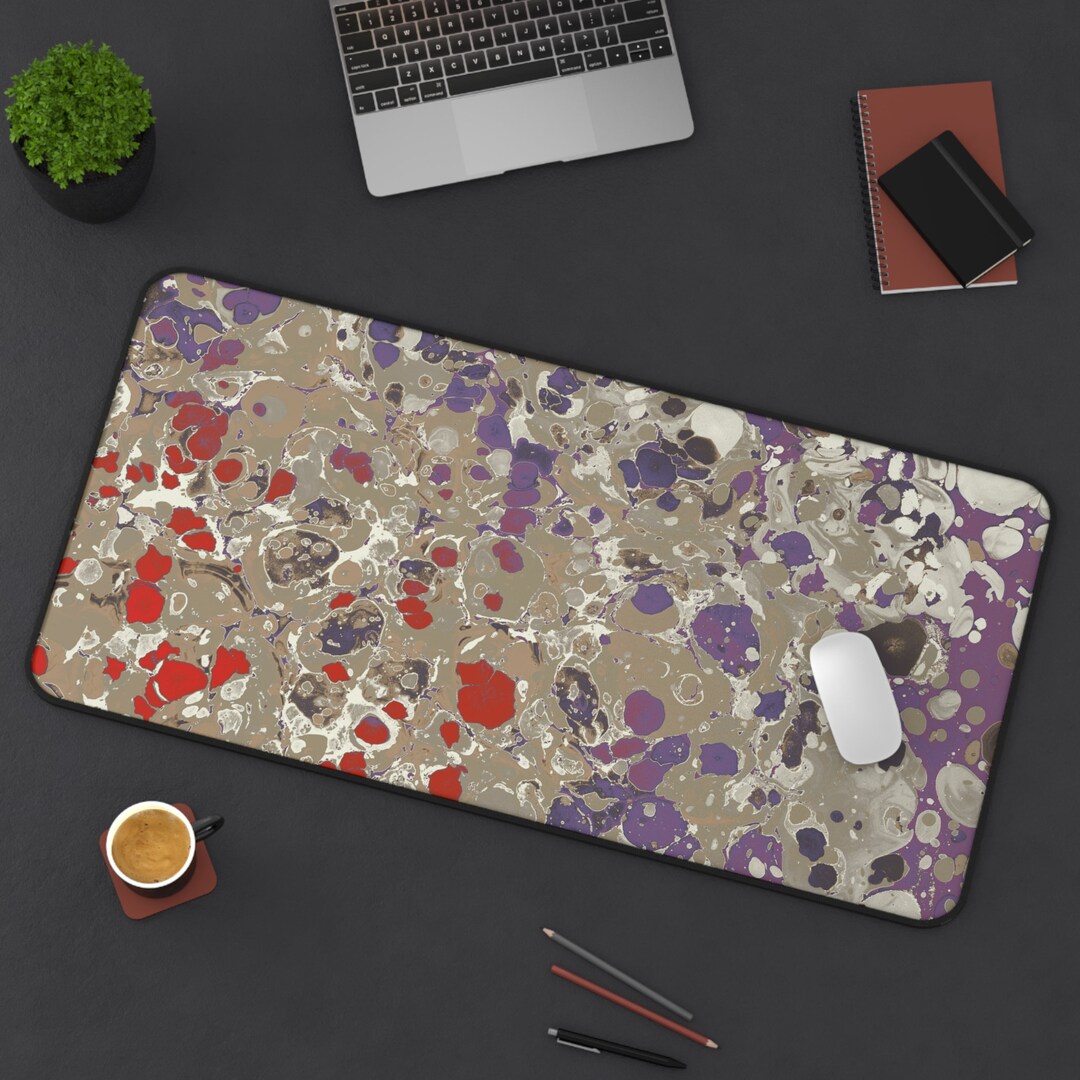 Psychedelic Marble Gaming Desk Mat Colorful Gamers Pad Trendy Workspace ...
