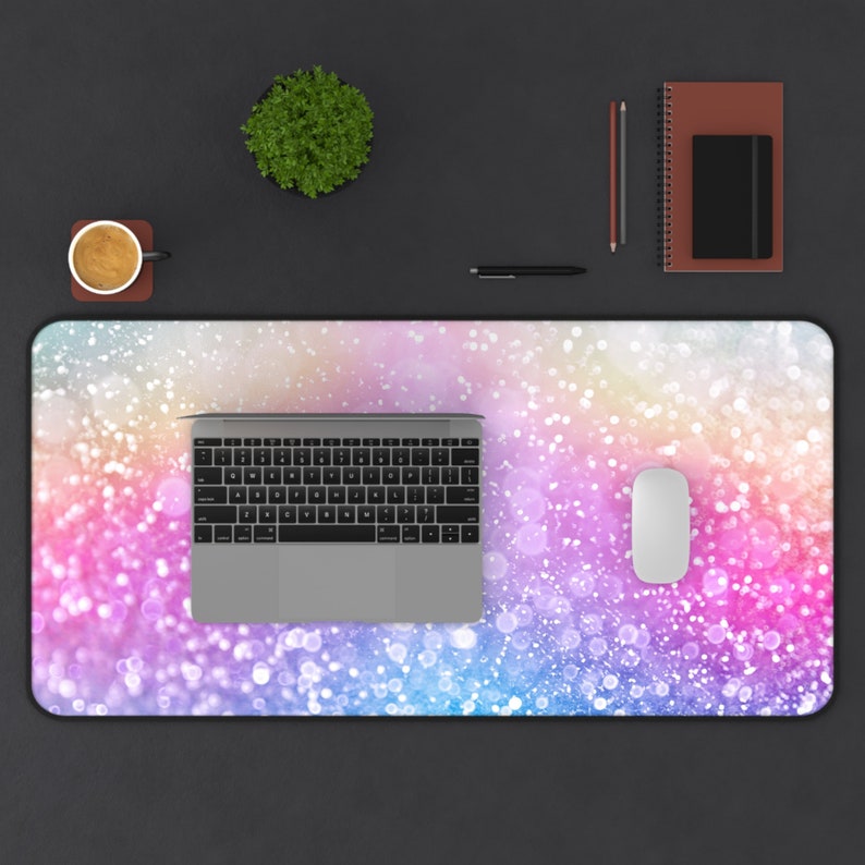 Rainbow Bubbles in Pastel Mermaid Colors Desk Mat XXL Mouse Pad Office ...