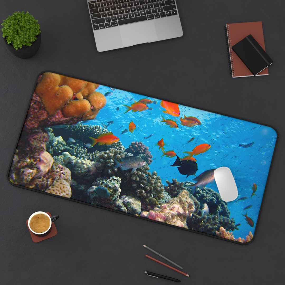 Fish Desk Mat Coral Reef Fish XXL Mousepad Under the Sea Tropical Fish ...