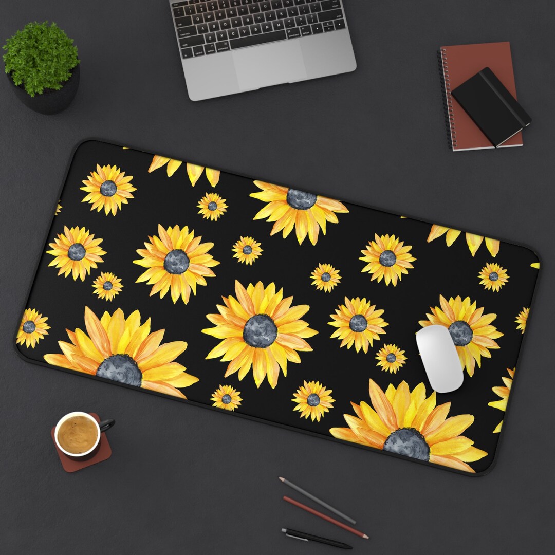 Sunflower Desk Mat Watercolor Sunflower XXL Mousepad Floral Home Office ...