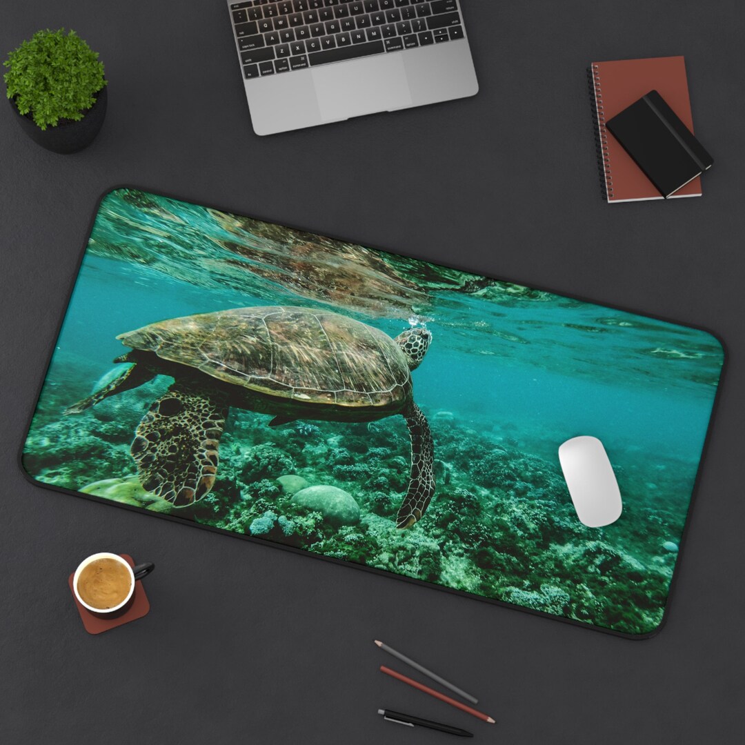 Sea Turtle Desk Mat Cute Turtle XXL Mousepad Under the Sea Turtle Home ...