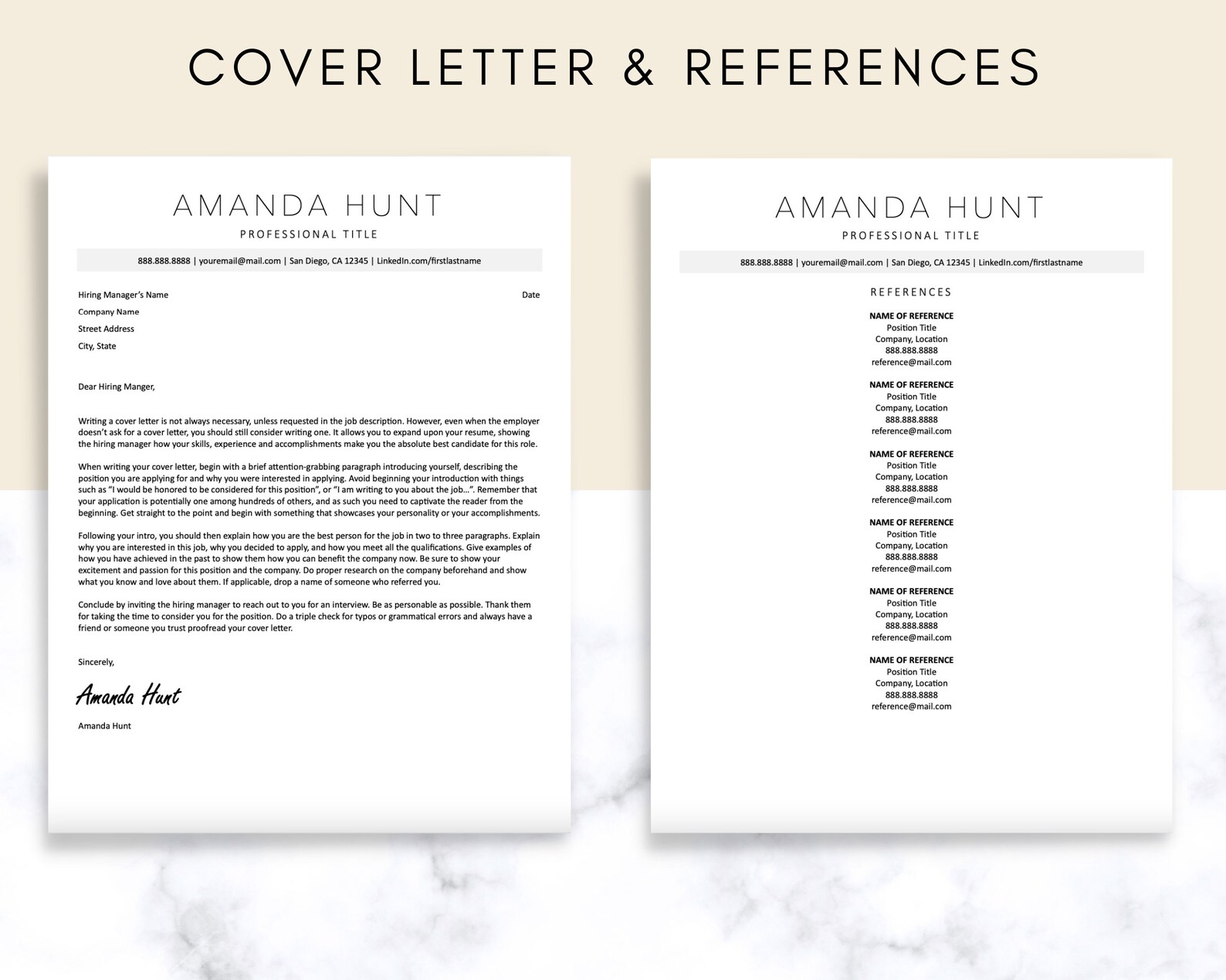 ATS Friendly Resume Template for Microsoft Word, MS Word, Google Docs ...