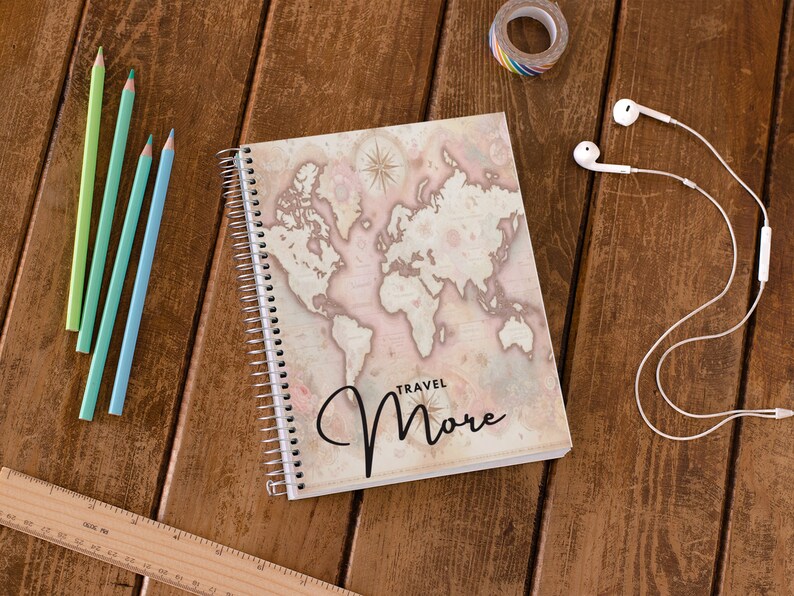 Vintage-inspired Pastel World Map Journal/notebook Antique Map With Feminine Floral Designs and ...