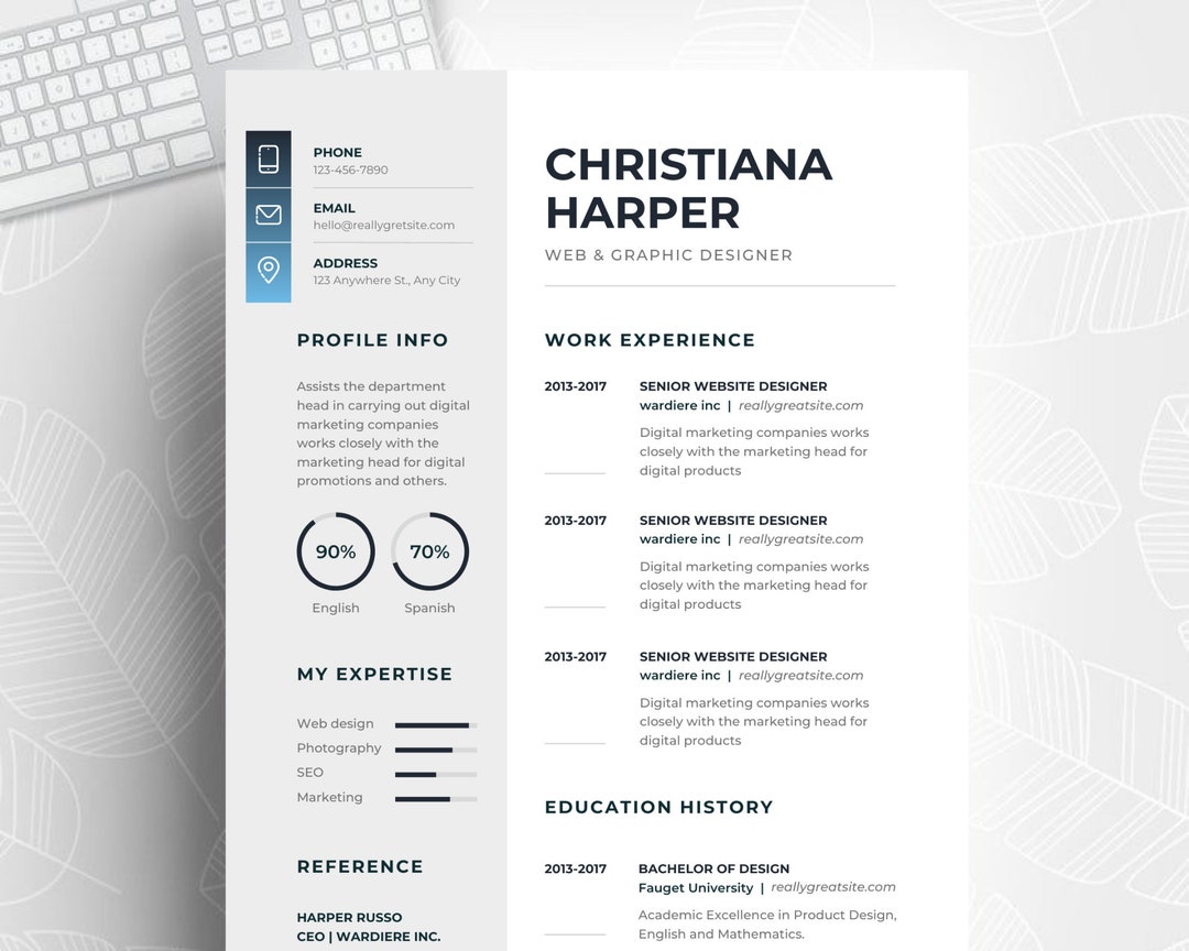 Digital CV Resume Template | Modern Resume Template | Canva Template ...