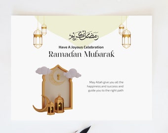 Printable Ramadan Mubarak Card | Ramadan Celebration Greeting Card ...