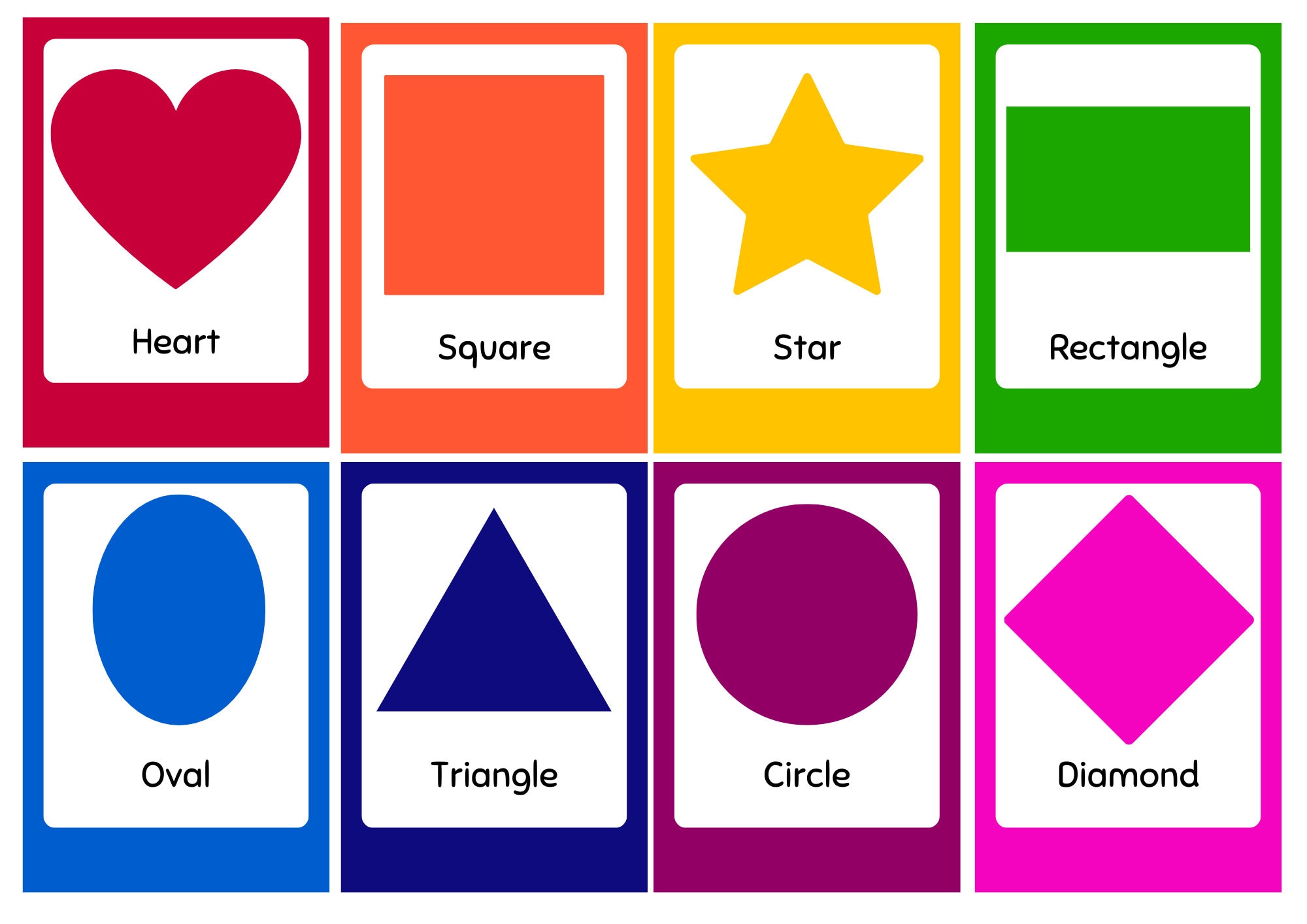 Shapes Flash Cards for Children | Colorful Shapes | Instant Download ...