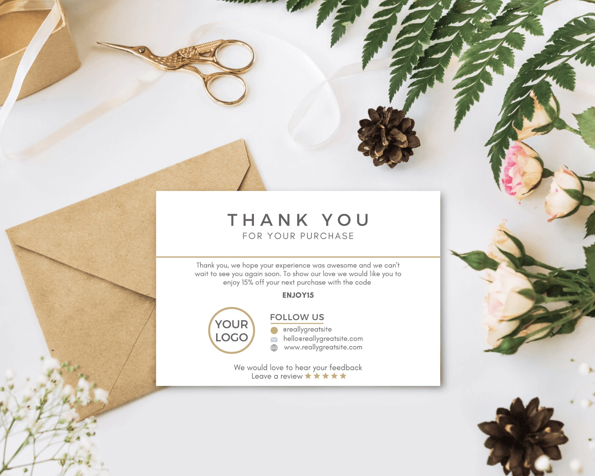 Printable Thank You Card | Thank You Card Template | Business Thank You ...