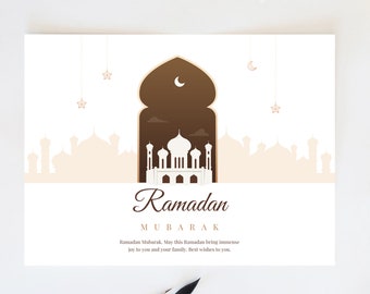 Printable Ramadan Mubarak Card | Ramadan Celebration Greeting Card ...